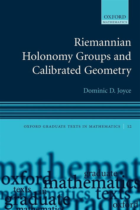 Riemannian Holonomy Groups And By Joyce Dominic D