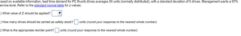 Solved Ased On Available Information Lead Time Demand For Chegg