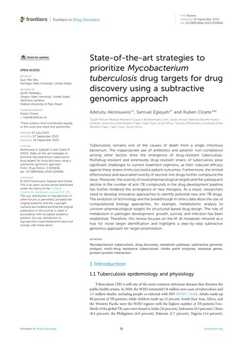 Pdf State Of The Art Strategies To Prioritize Mycobacterium