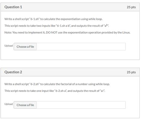 Solved Question 1 25 Pts Write A Shell Script6 1sh To