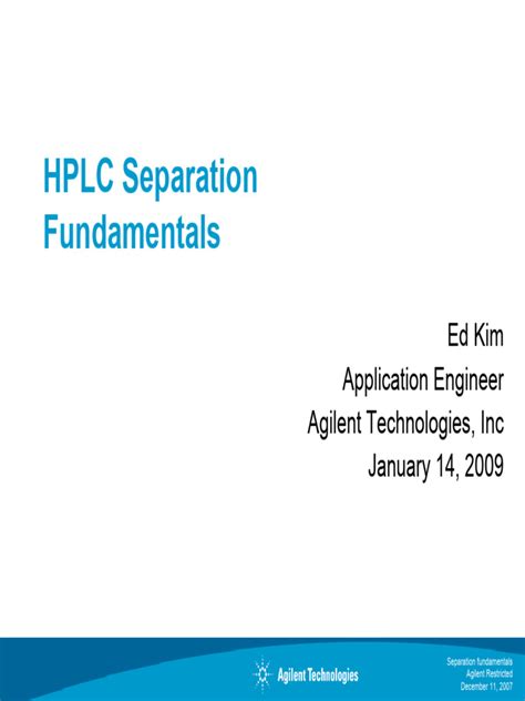 Hplc Separation Fundamentals 011409 Pdf Chromatography High Performance Liquid