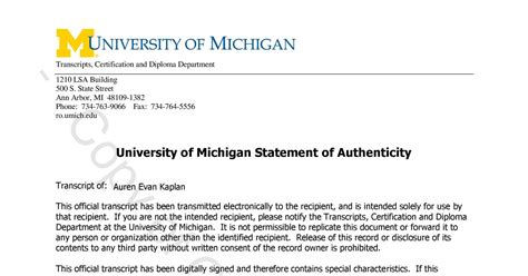 Auren Evan Kaplan University Of Michigan Transcriptpdf Docdroid