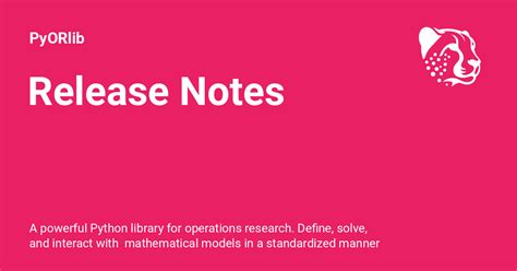 Release Notes Pyorlib