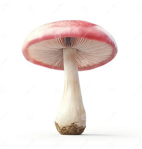 Mushroom Pink Cap And Stem With A Long Stem Illustration 3d Stock