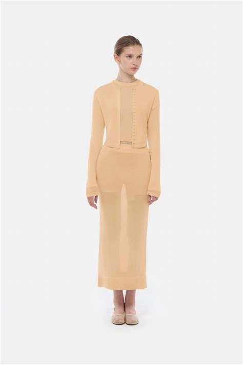 Camel Sheer Layered Midi Skirt Montsand