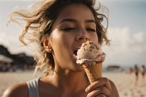 Premium Ai Image Closeup Of A Womans Mouth Sticking Out Her Tongue