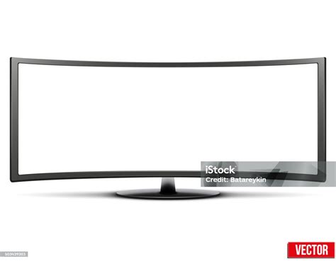 형판 큰 곡선형 Led 또는 와이드스크린 Lcd 모니터 0명에 대한 스톡 벡터 아트 및 기타 이미지 0명 검은색 곡선