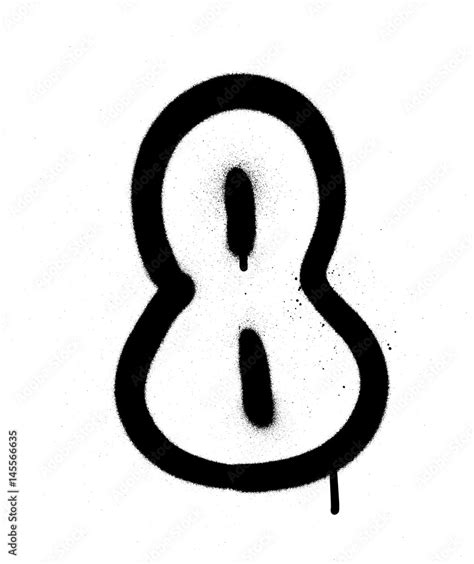 Graffiti Bubble Font Number 8 In Black On White Leaking Stock Vector Adobe Stock
