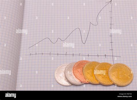 A Golden Bitcoin On Graph And Diagrams Background Concept Of Trading