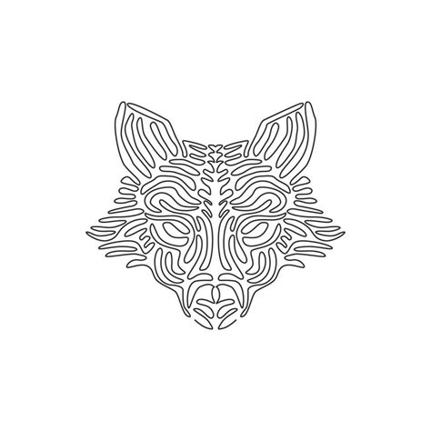 Single Curly One Line Drawing Of Cute Fox Abstract Art Continuous Line Draw Graphic Design