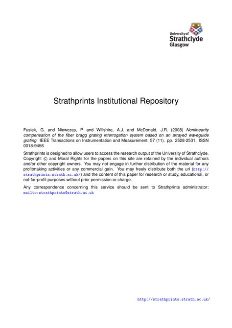 Pdf Nonlinearity Compensation Of The Fiber Bragg Grating Interrogation System Based On An