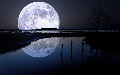 Luna Llena En Un Lago Fondo De Pantalla 2880x1800 Id581