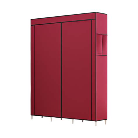 Red Dustproof Closet Wardrobe Multifunctional Fabric Storage Cabinet