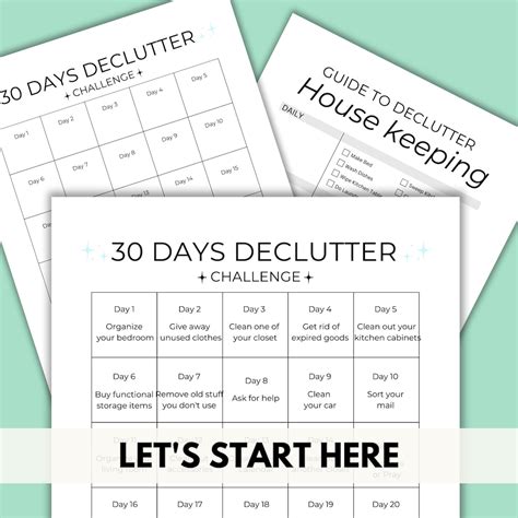 Declutter Challenge Printable Only 30 Days Declutter Challenge Purging Planner Guide To