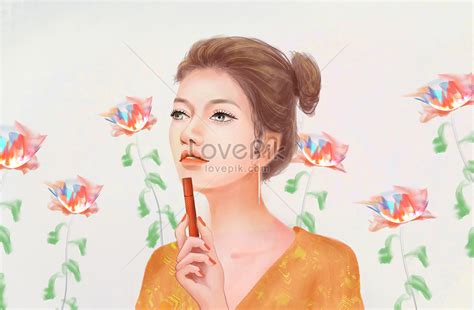 메이크업 소녀 일러스트 무료 다운로드 Lovepik