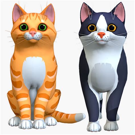3d Model Cartoon Cats Pack Turbosquid 2262987