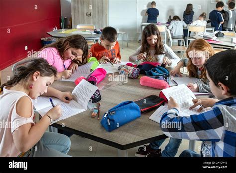 Group Work In The Classroom A Class At The Primary School In The Town