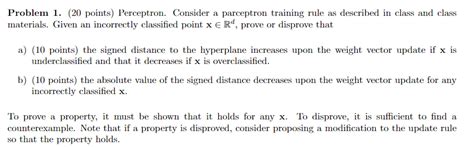 Solved Problem 1 20 Points Perceptron Consider A