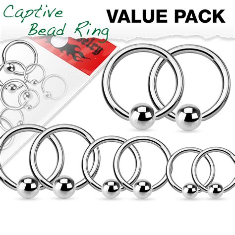 Value Pack 4 Pairs Annealed Captive Bead Rings Body Graphics Tattoo