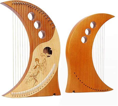19 String Lyre Solid Wood Veneer Harp Phonetic Symbols With Tuning Wrench