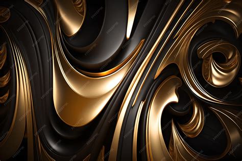 Papel De Parede Preto E Dourado Com Fundo Dourado E Preto Foto Premium