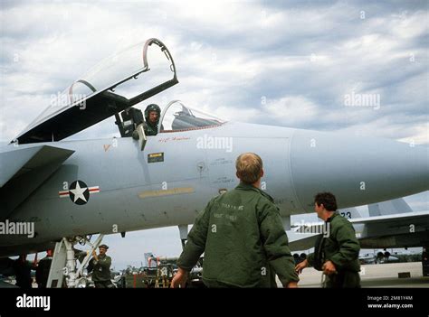 The Pilot Of An F 15 Eagle Fighter Aircraft Opens The Canopy Of The Aircraft After Returning