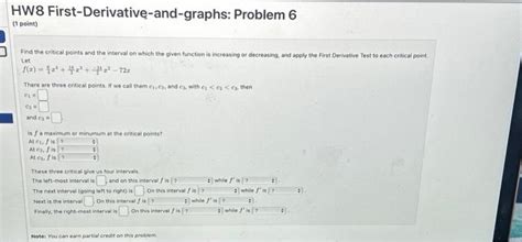 Solved Hw8 First Derivative And Graphs Problem 6 1 Point