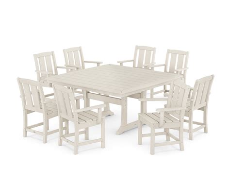 Polywood® Mission 9 Piece Square Dining Set With Trestle Legs — Outdoor