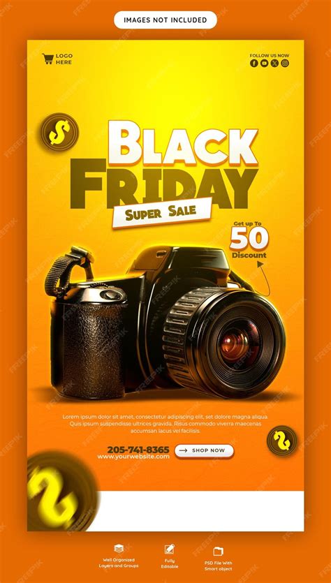 Súper Venta Del Viernes Negro Plantilla De Banner De Historias De