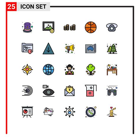 Mobile Interface Filled Line Flat Color Set Of 25 Pictograms Of