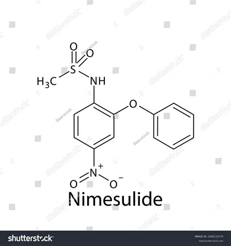 Nimesulide Molecular Structure Flat Skeletal Chemical Stock Vector