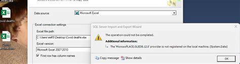 Ssms Having Problems Importing Excel Worksheet Into SQL Server