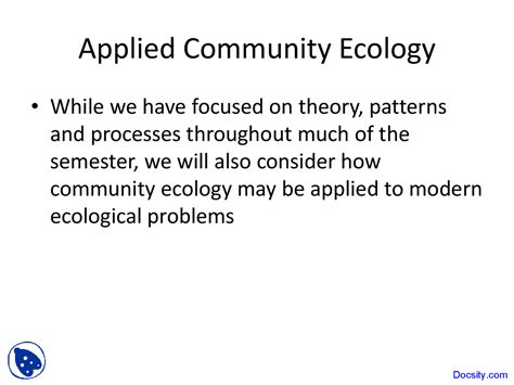 Applied Community Ecology Introduction To Community Ecology Lecture Slides Docsity