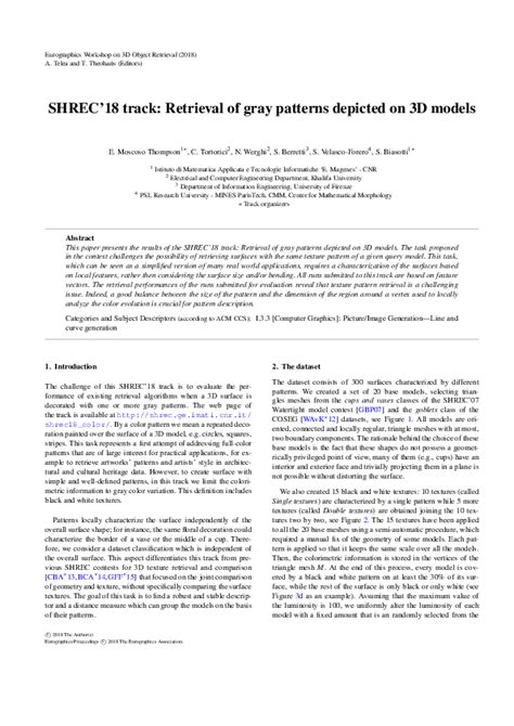 Pdf Shrec18 Track Retrieval Of Gray Patterns Depicted On 3d Models