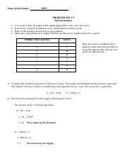 Micro Problem Set KEY Pdf Name Print Clearly KEY PROBLEM SET Microeconomics Use A