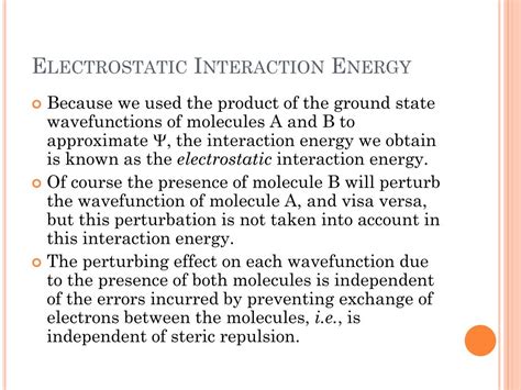 Ppt The Electrostatic Interaction Energy I Powerpoint Presentation