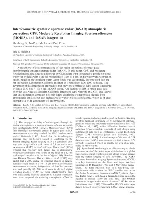 Pdf Interferometric Synthetic Aperture Radar Insar Atmospheric Correction Gps Moderate