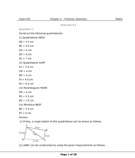 Ncert Solutions For Class 8 Maths Chapter 4 Practical Geometry Ex 4 1 Exercise 4 1