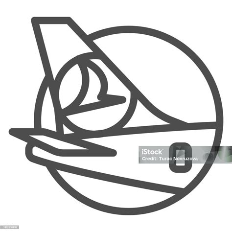 Airplane Tail Logo Line Icon Airlines Concept Tail With Logo Of Arlines