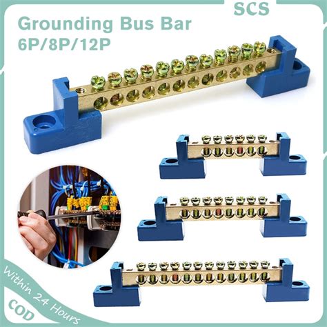 Terminal Bus Bar Terminal 6 8 12 Hole Grounding Strip Bus Bar Block Shopee Philippines