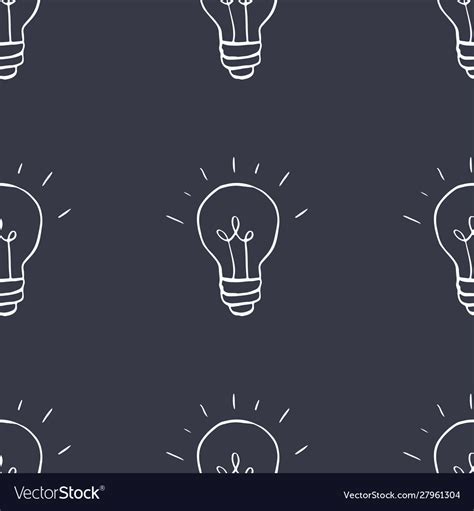 Light Bulb Seamless Pattern Hand Drawn Royalty Free Vector