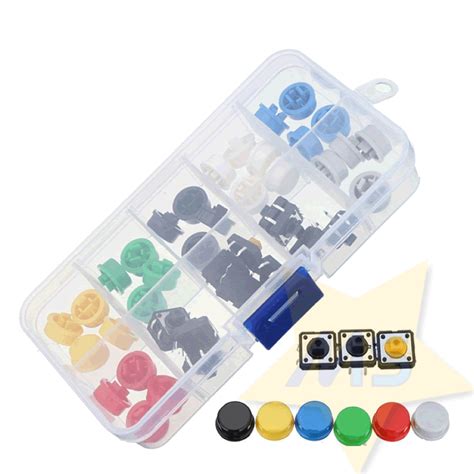 Kit Chave Táctil Push Button com Capas Coloridas