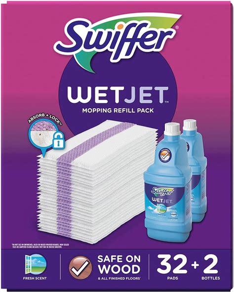 Swiffer Wetjet Mopping Refill Pack 32 Refill Pads 2 1 25l Bottles Of