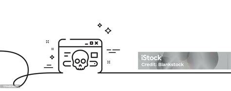 Cyber Attack Line Icon Web Protection Sign Continuous Line With Curl Vector Stock Illustration