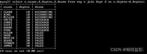 Mysql笔记（2）【dql】查询有员工的部门名 Csdn博客