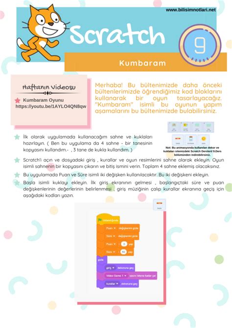 Scratch İle Kodlama 9ders Kumbaram Oyunu BİlİŞİm Notlari