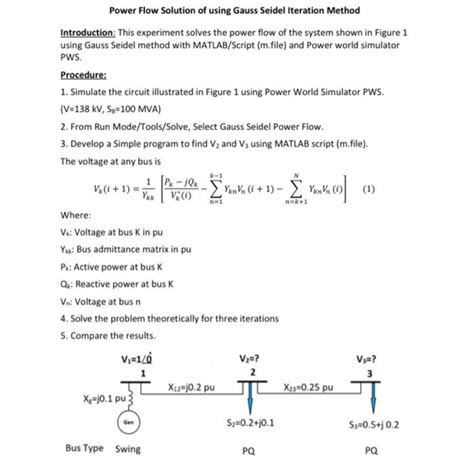 Solved Power Flow Solution Of Using Gauss Seidel Iteration