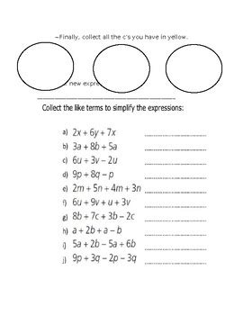 Simplifying Expressions Lesson Practice By Susan Wilder TPT