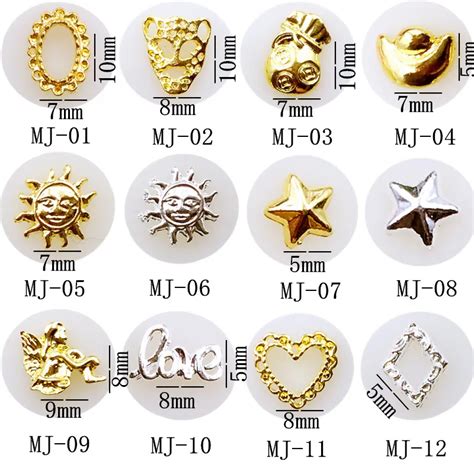 50 개갑 금속 손톱 아트 타원형 호랑이 지갑 Ingots 미소 태양 스타 천사 편지 사랑 심장 마름모 3d 보석 손톱 스티커 장식 아트 도구라인석 And 데코레이션