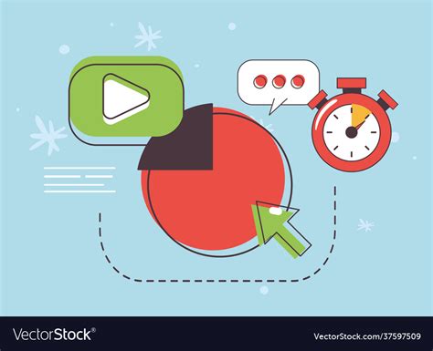 Pie Chart With Play Button Royalty Free Vector Image